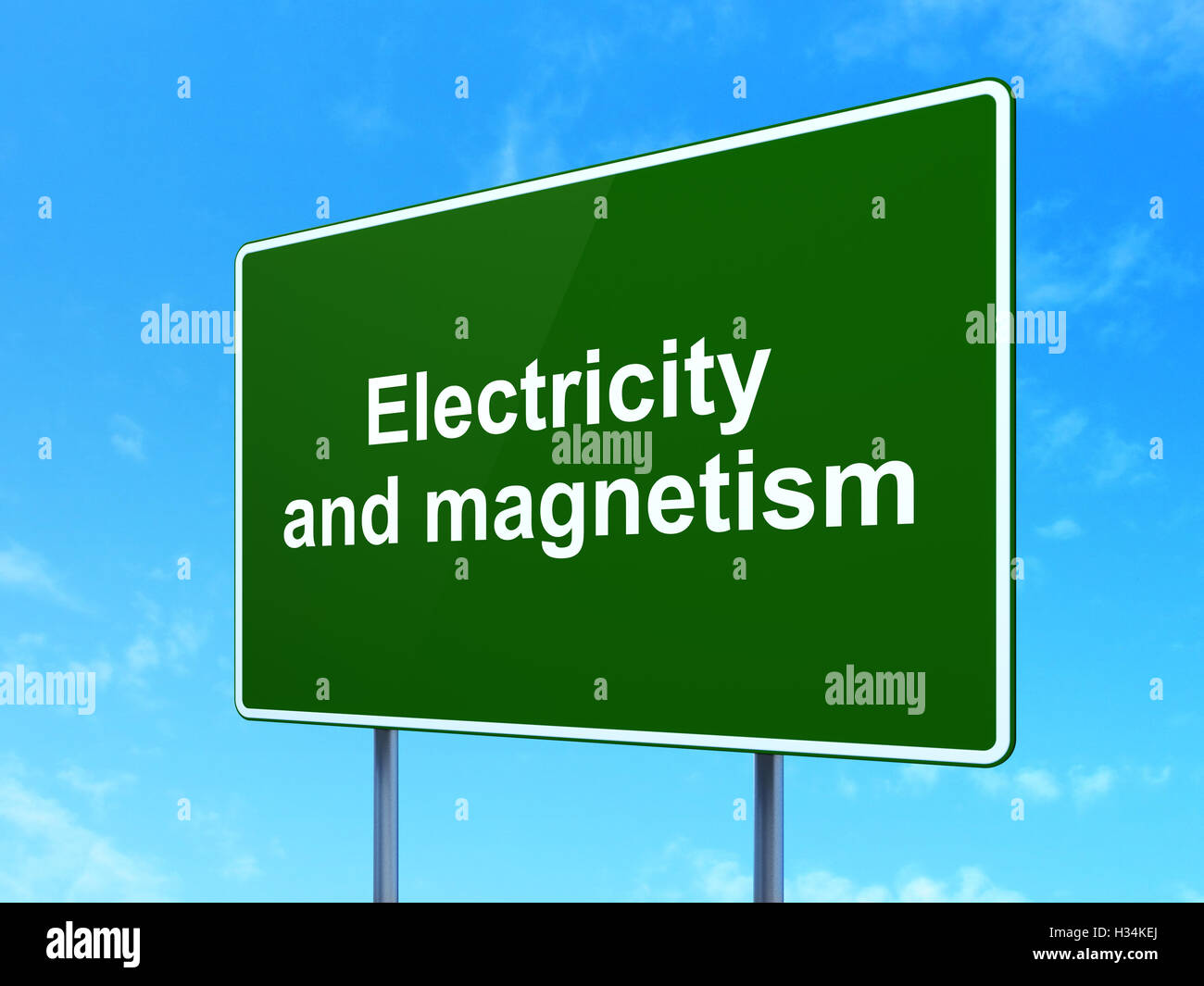Science concept: Electricity And Magnetism on road sign background ...