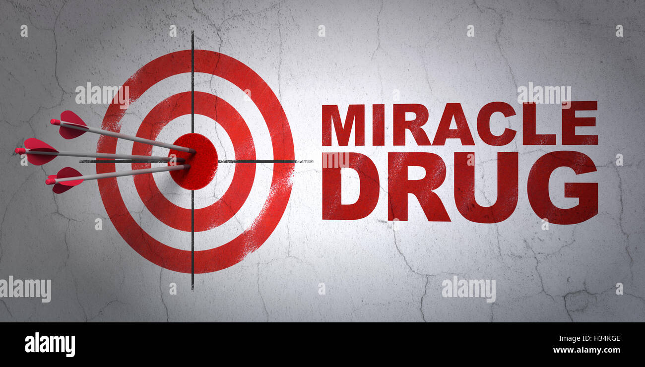Medicine concept: target and Miracle Drug on wall background Stock ...