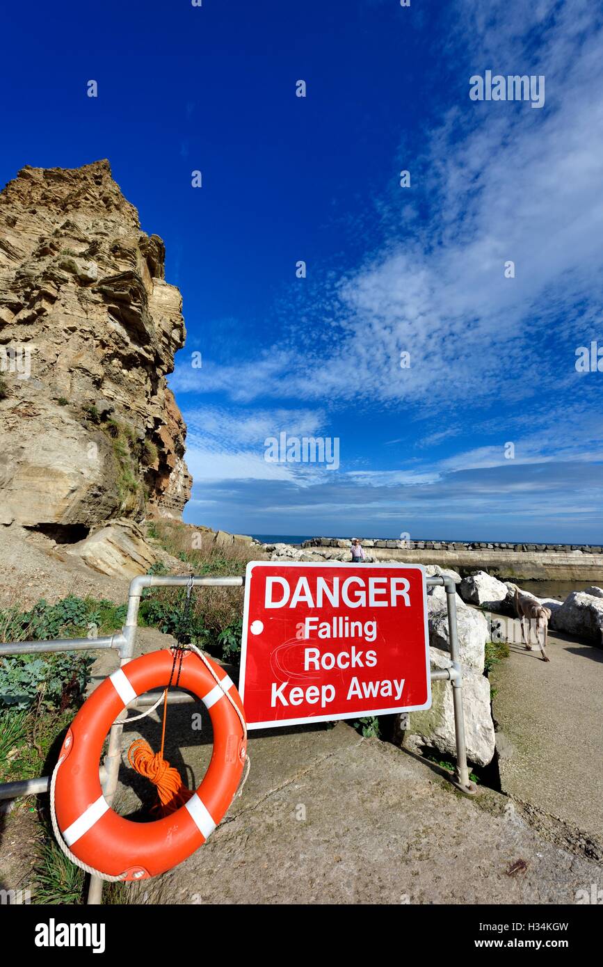 Danger Falling Rocks Sign Keep High Resolution Stock Photography and ...
