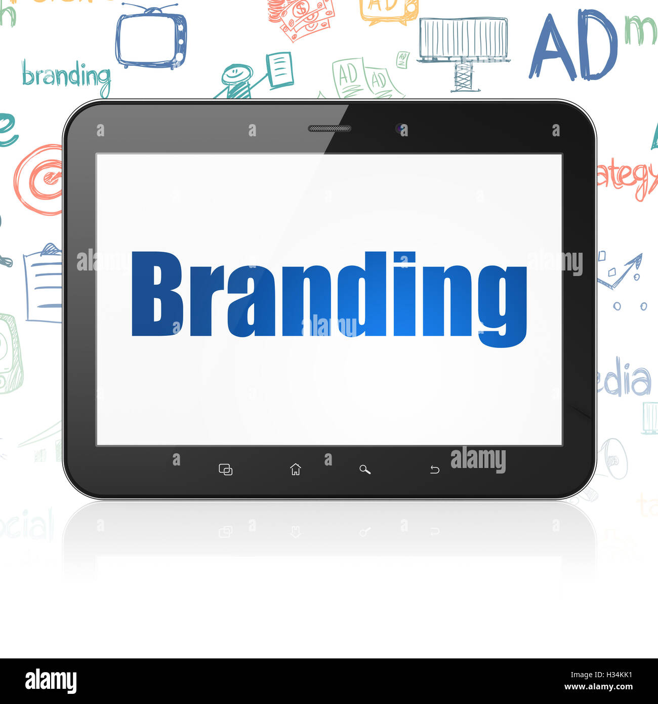 Advertising concept: Tablet Computer with Branding on display Stock ...