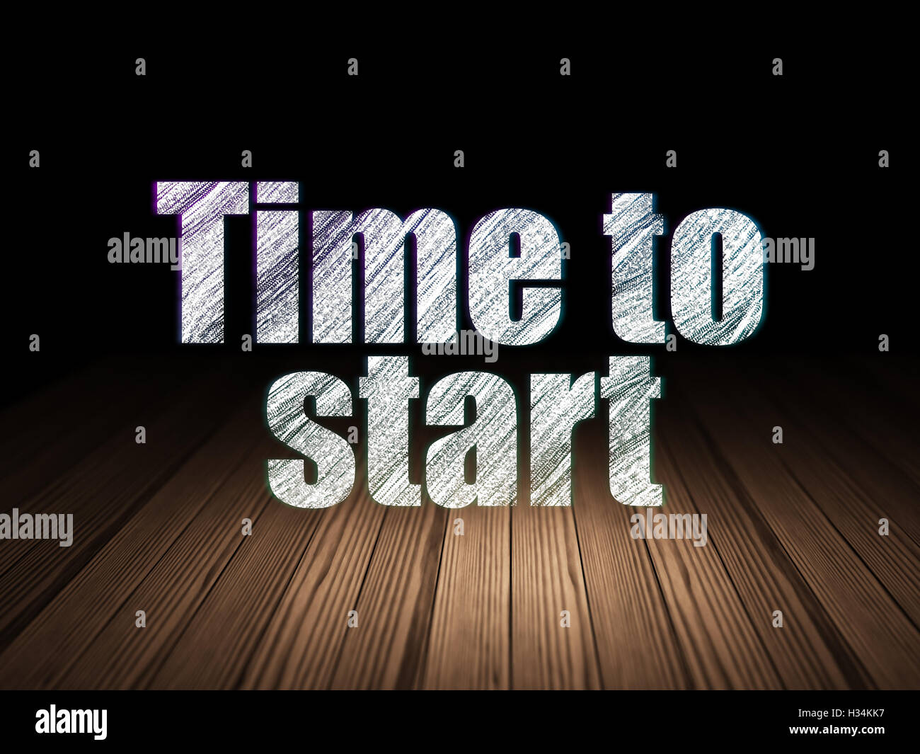 Time concept: Time to Start in grunge dark room Stock Photo - Alamy