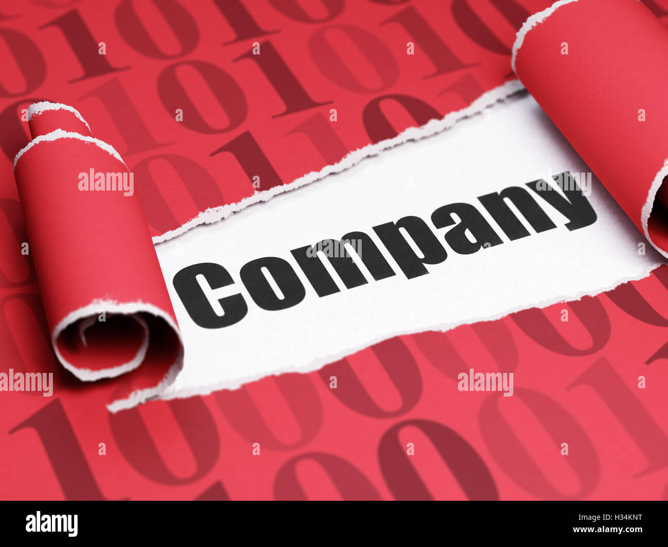 Business concept: black text Company under the piece of torn paper ...