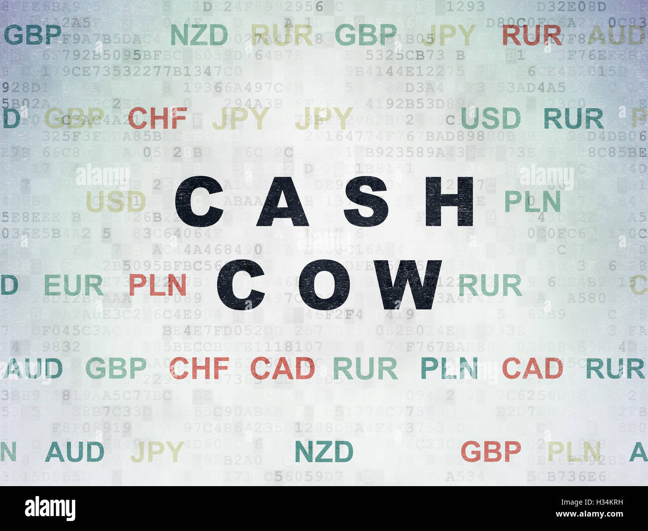 Finance concept: Cash Cow on Digital Data Paper background Stock Photo ...
