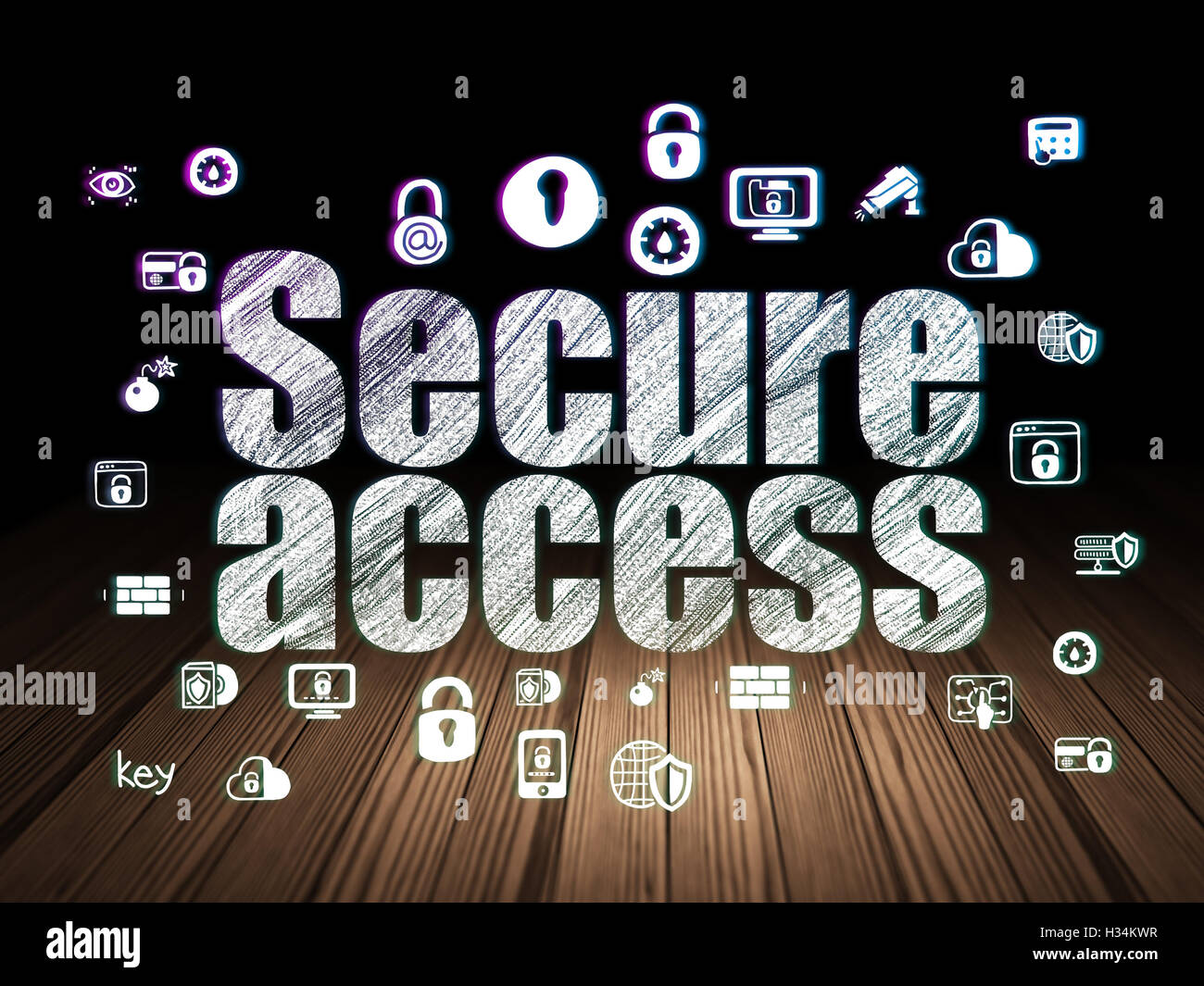 Safety concept: Secure Access in grunge dark room Stock Photo - Alamy