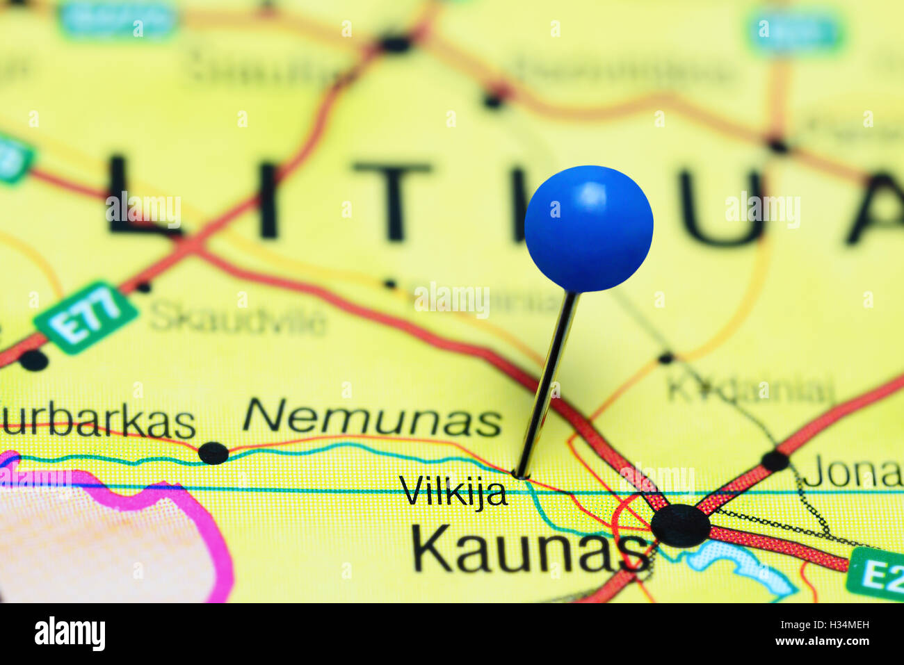 Vilkija pinned on a map of Lithuania Stock Photo - Alamy
