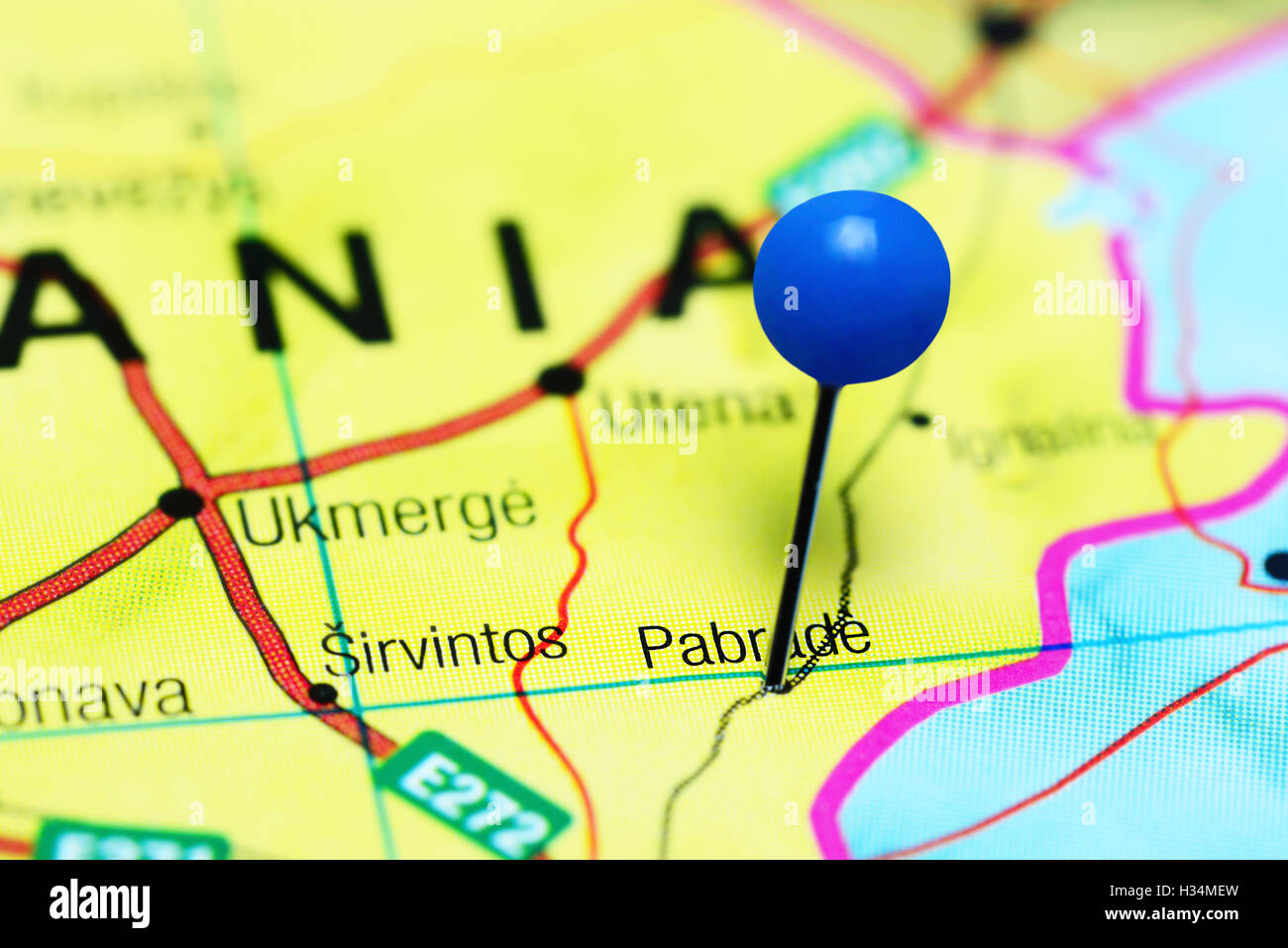 Pabrade pinned on a map of Lithuania Stock Photo - Alamy