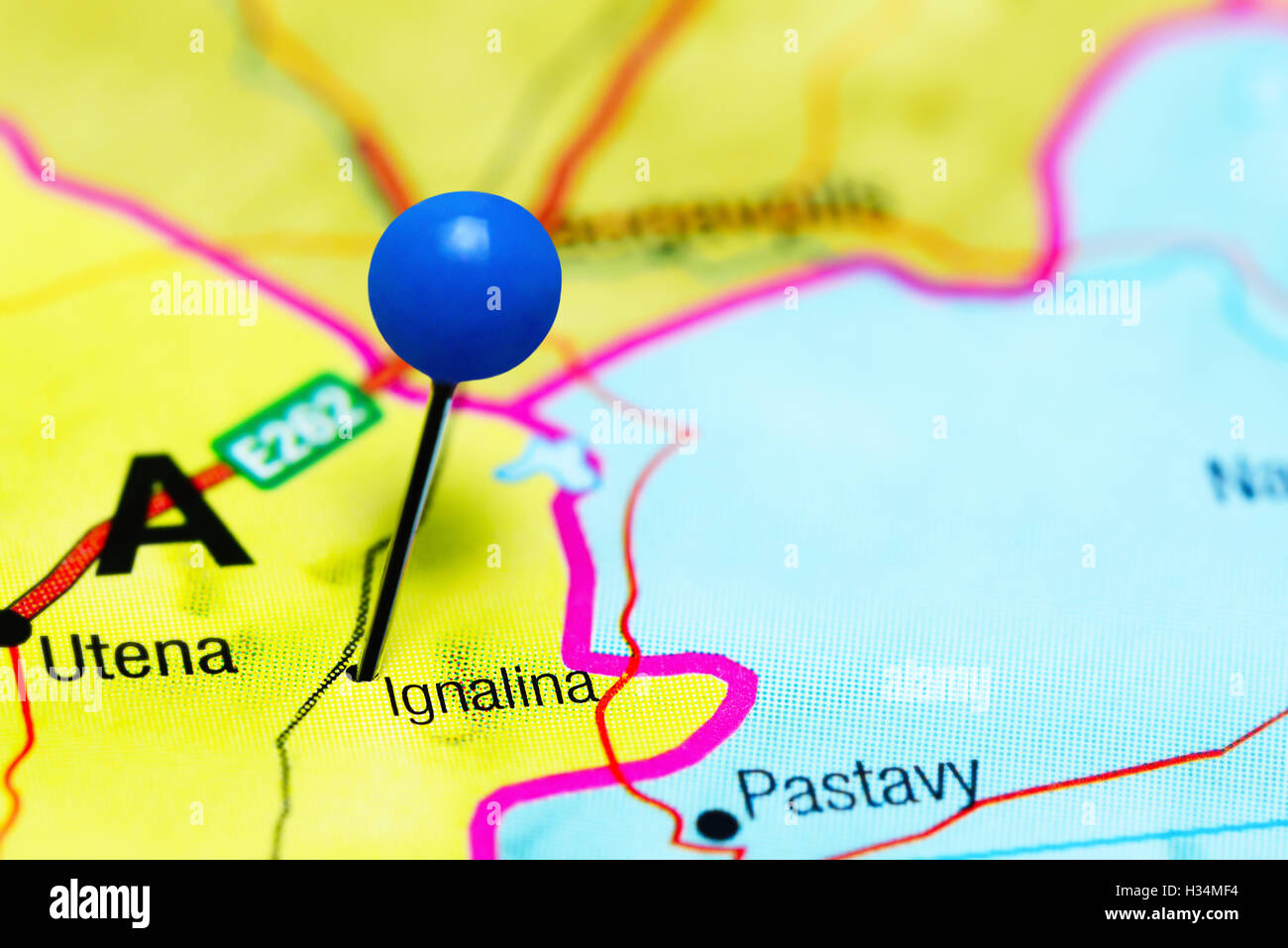 Ignalina pinned on a map of Lithuania Stock Photo - Alamy