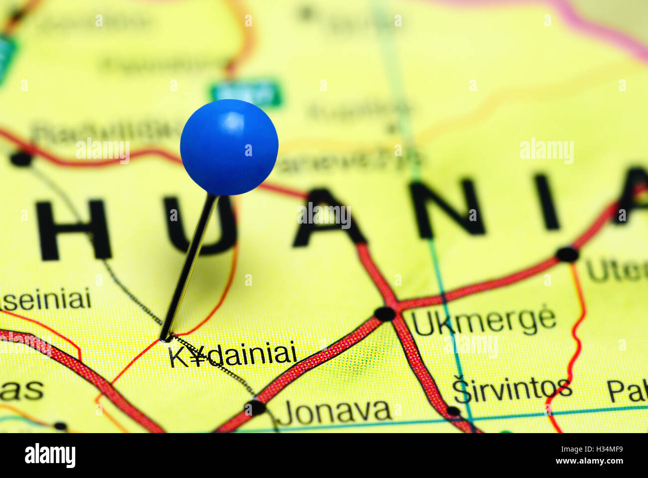 Kedainiai pinned on a map of Lithuania Stock Photo - Alamy