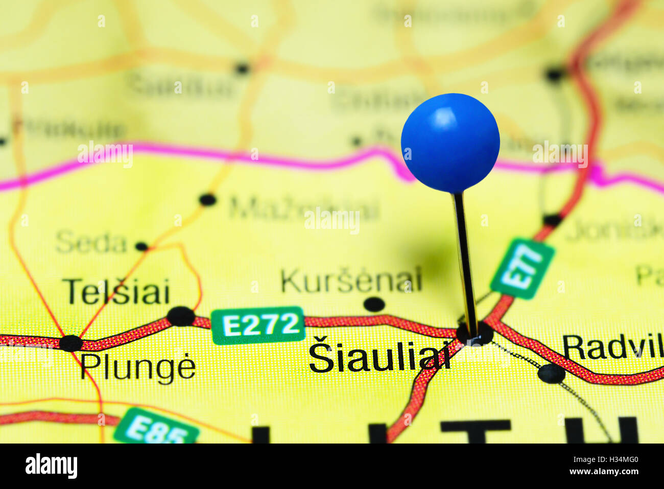 Siauliai pinned on a map of Lithuania Stock Photo - Alamy
