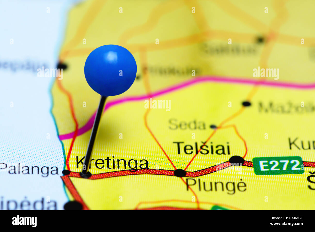 Kretinga pinned on a map of Lithuania Stock Photo - Alamy