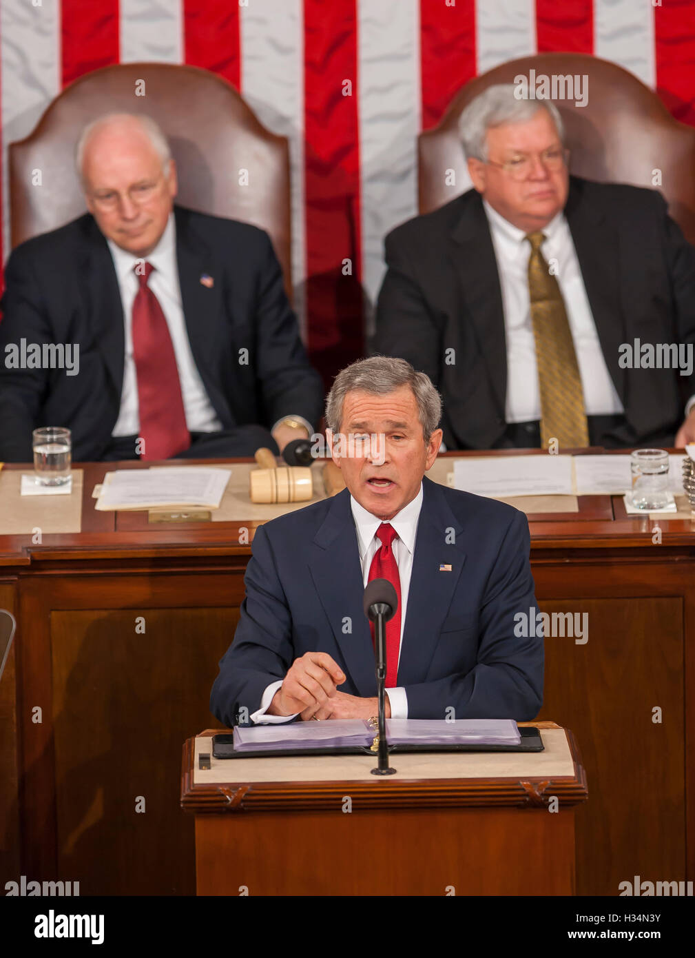 WASHINGTON, DC, USA - President George W. Bush delivering his State of ...