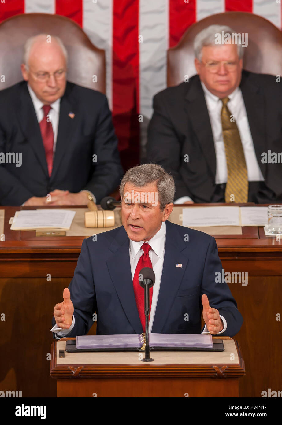 WASHINGTON, DC, USA - President George W. Bush delivering his State of ...
