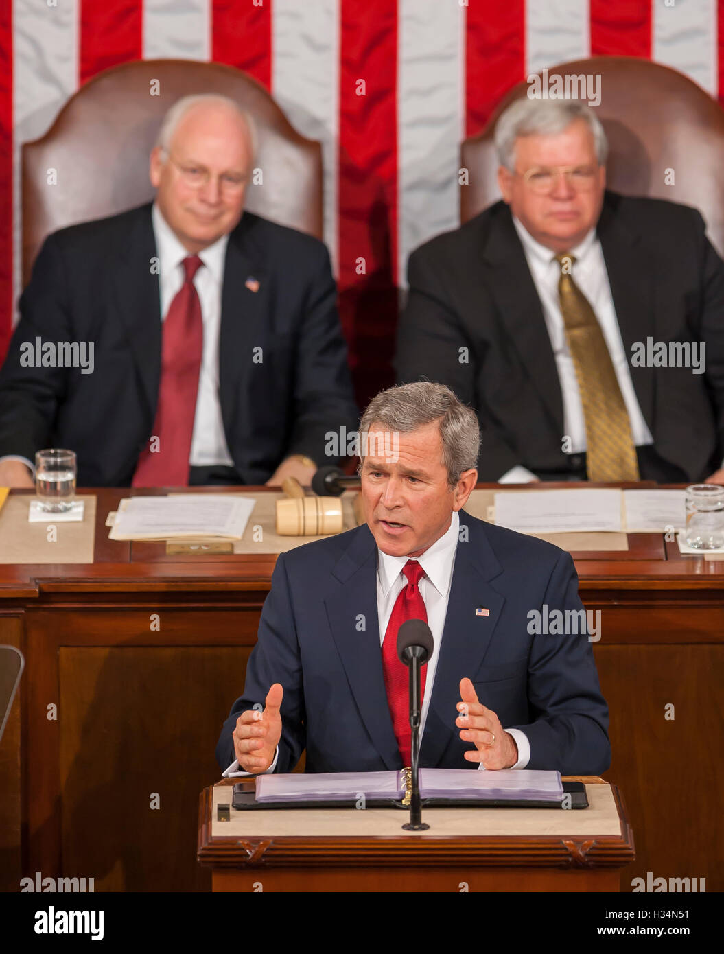 WASHINGTON, DC, USA - President George W. Bush delivering his State of ...