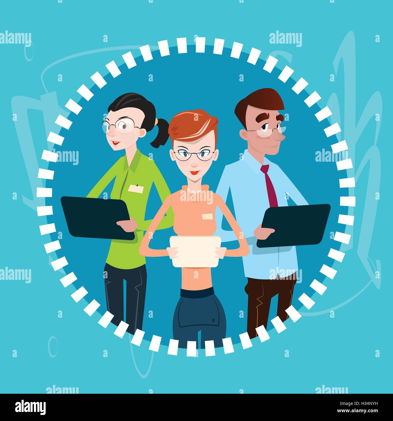 Business People Team Using Electronic Computer Digital Device Teamwork ...