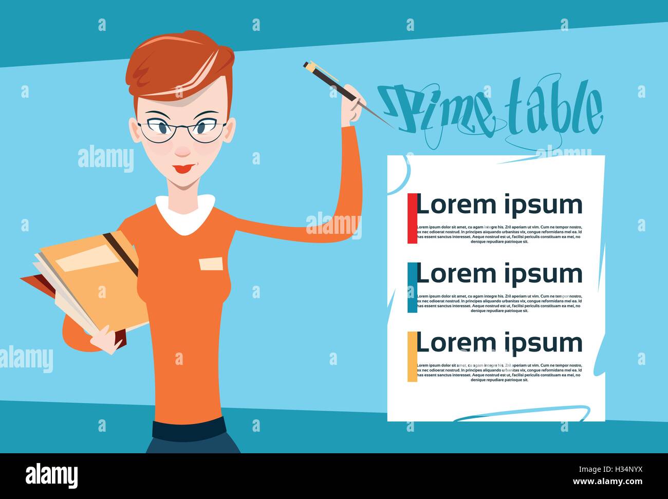 Business Woman Hold Timetable Time Management Concept Stock Vector ...