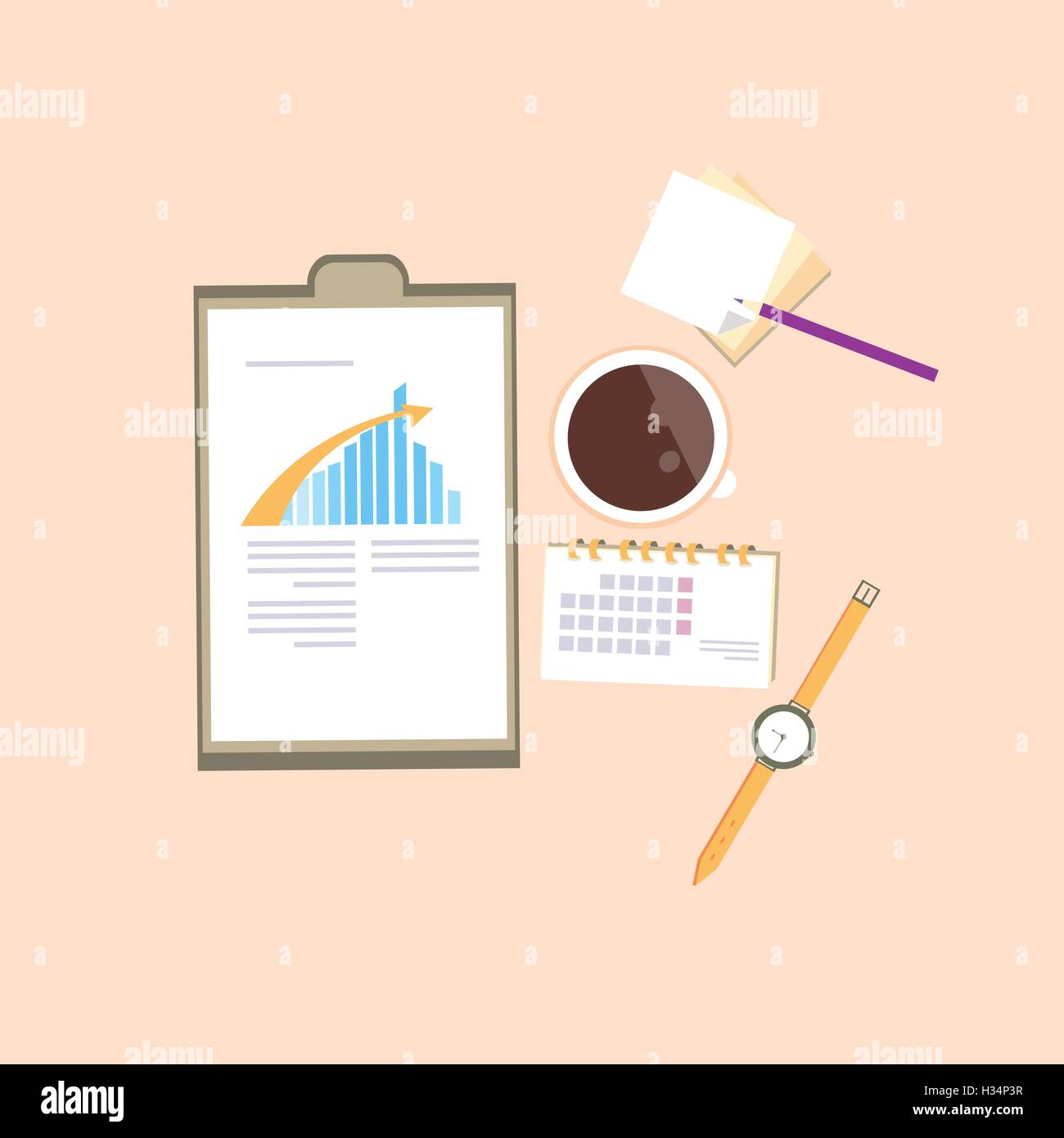 Business Office Workplace Desk,Top Angle Above View Stock Vector Image ...