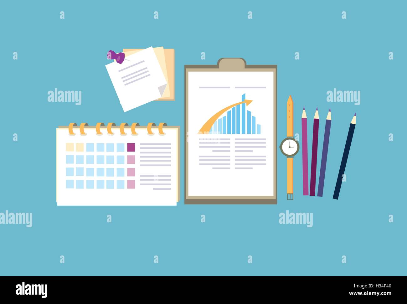 Business Office Workplace Desk,Top Angle Above View Stock Vector Image ...