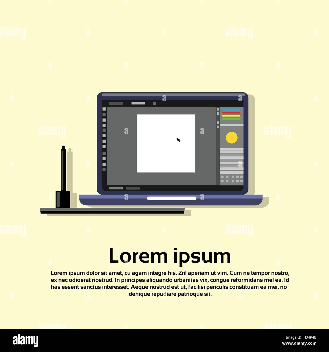 Laptop Computer Paint Application Creative Design Process Stock Vector ...