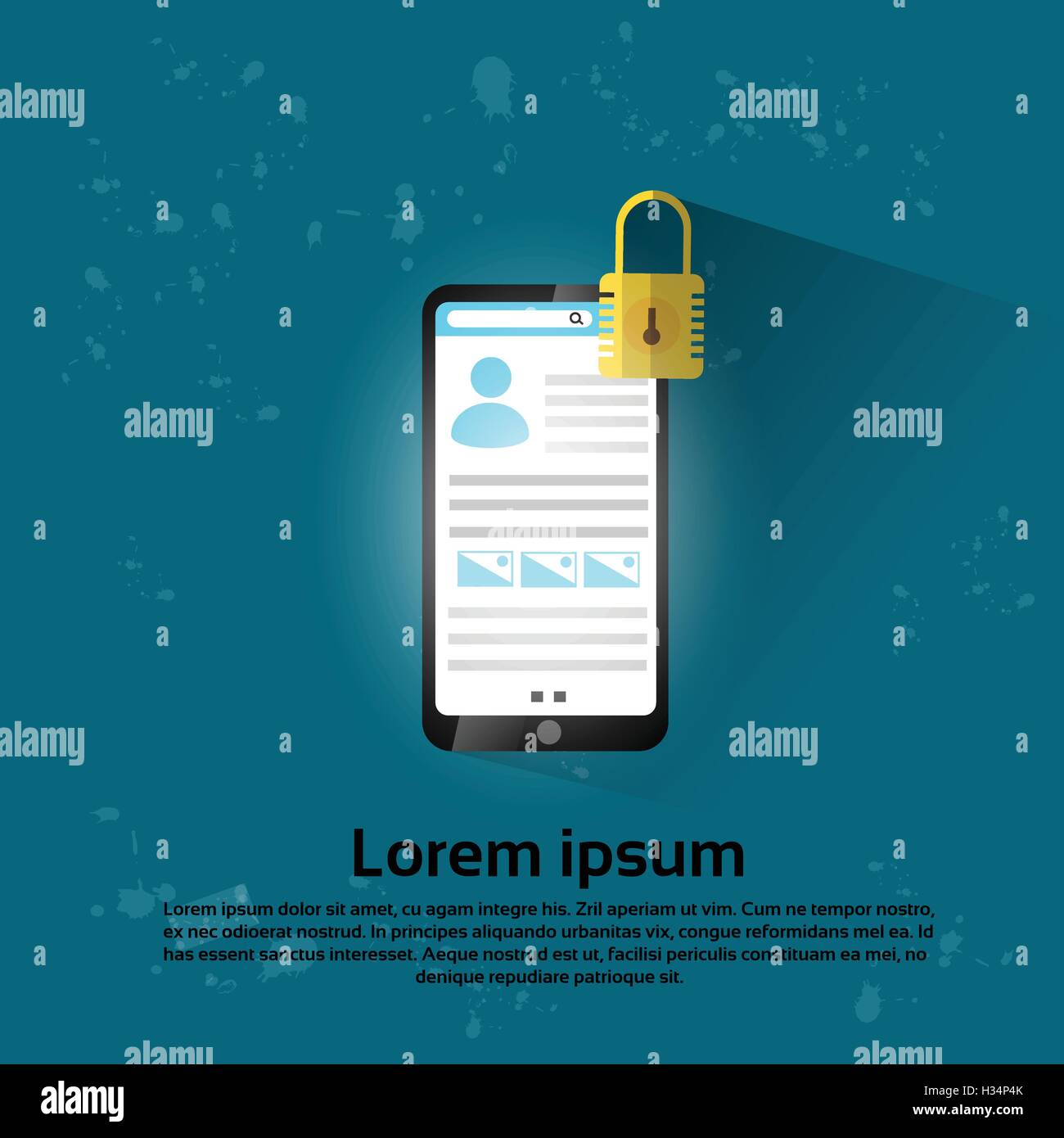 Smart Phone Lock Screen Data Privacy Protection Stock Vector Image ...