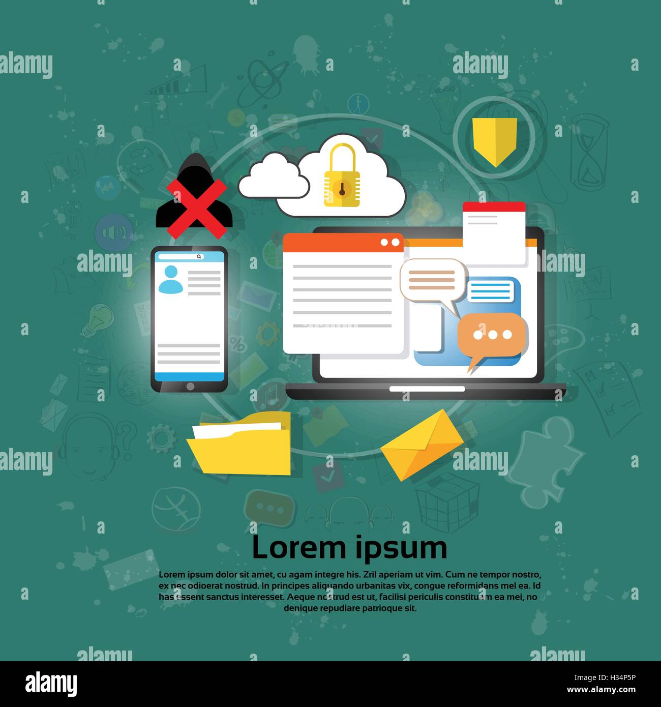 Computer Device Data Cloud Storage Security Stock Vector Image & Art ...