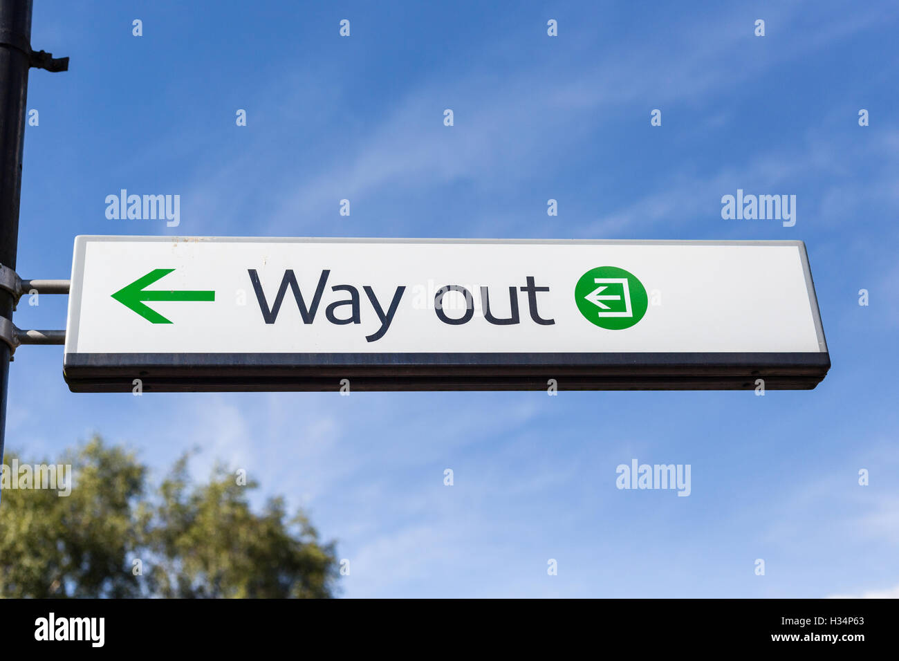 Way out sign Stock Photo - Alamy