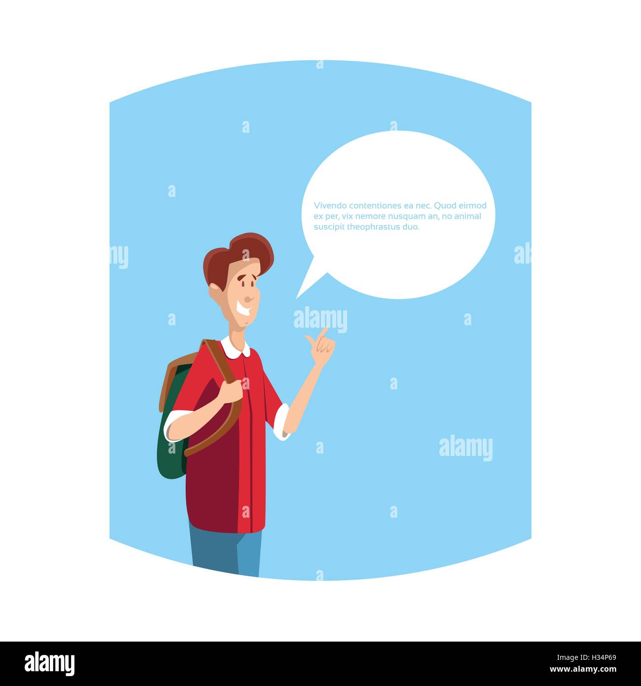 Young Boy Student Teenager With Chat Bubble Communication Concept Flat ...