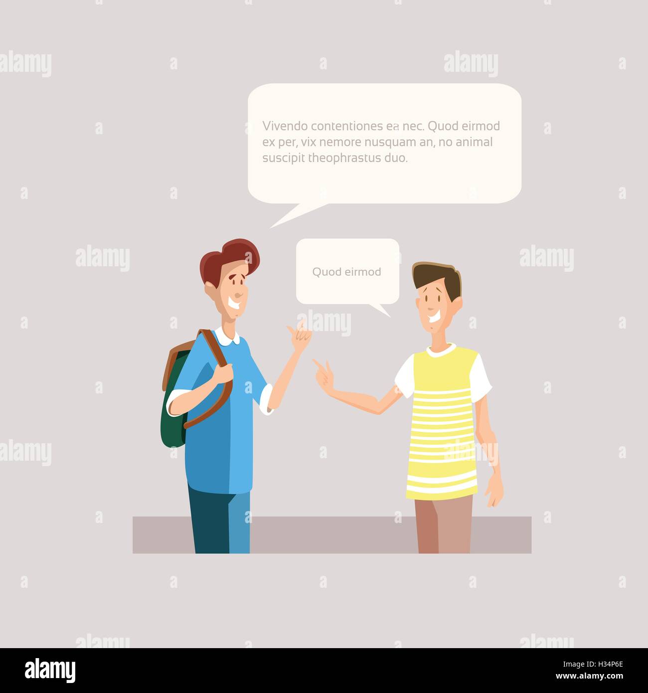 Two Young Boys Students Speaking Friends Communication Stock Vector ...
