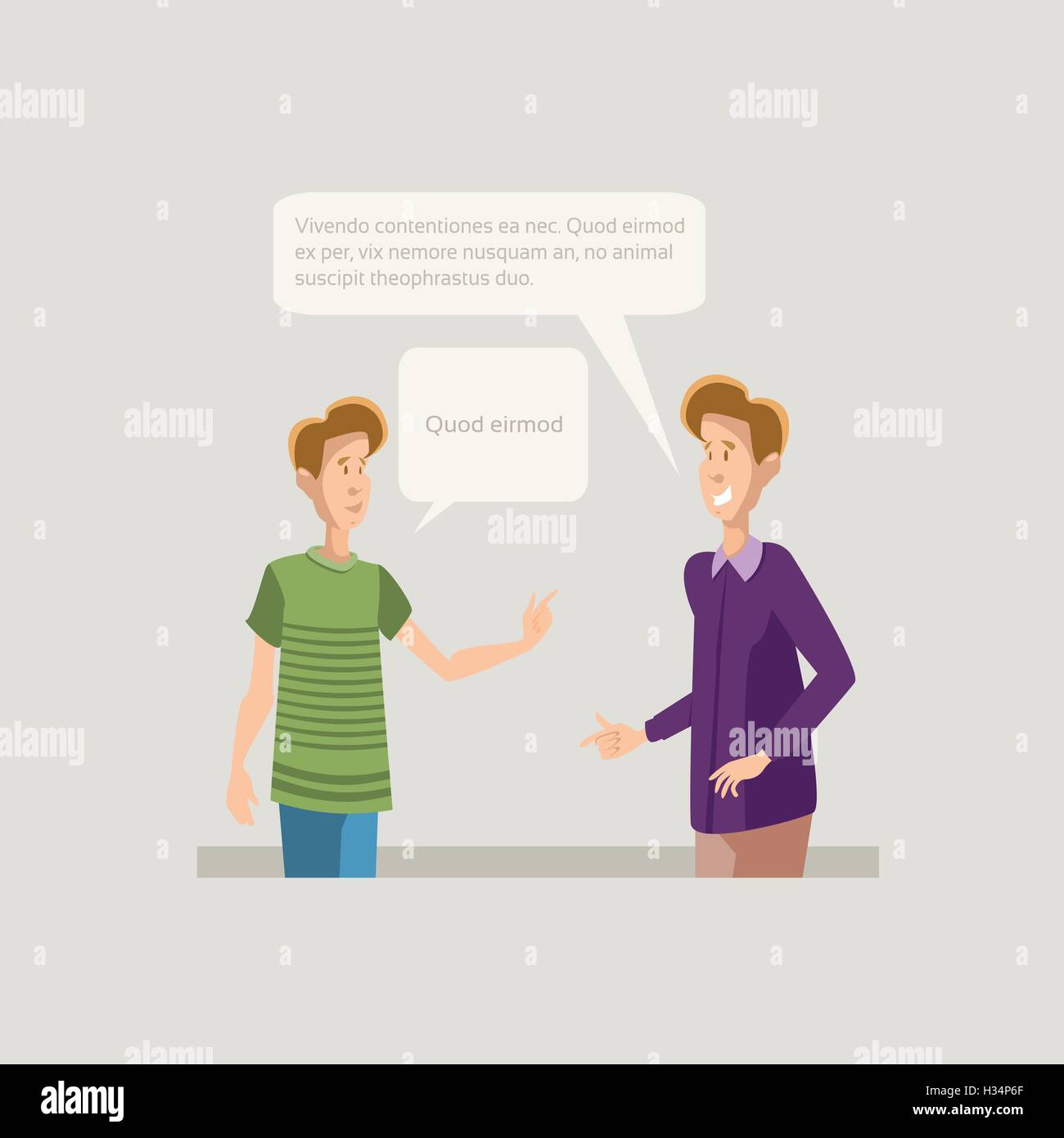 Two Young Boys Students Speaking Friends Communication Stock Vector ...