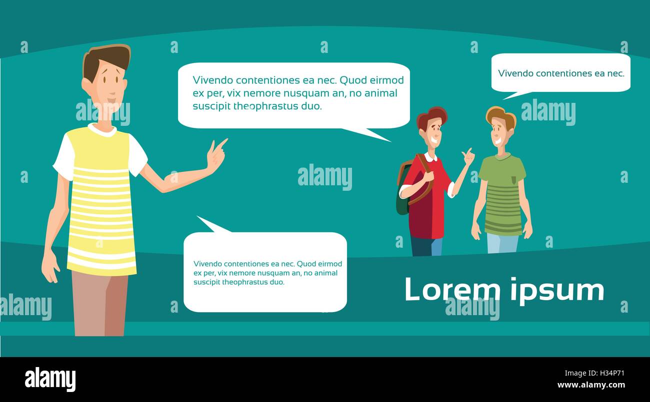 Young Boys Group Students Crowd Speaking Friends Communication Stock ...