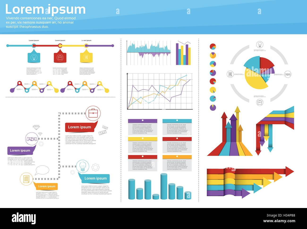 Graph Set Finance Diagram Infographic Icon Financial Business Chart ...