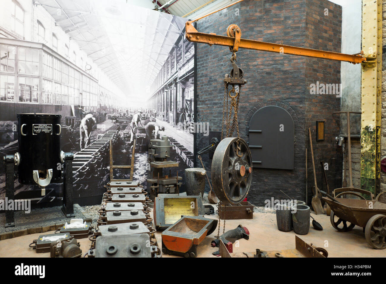 An exhibit in the GWR museum at Swindon showing the moulding process of ...