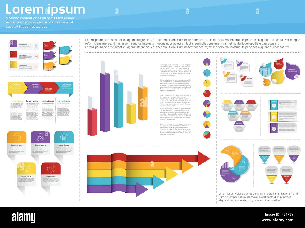 Graph Set Finance Diagram Infographic Icon Financial Business Chart ...