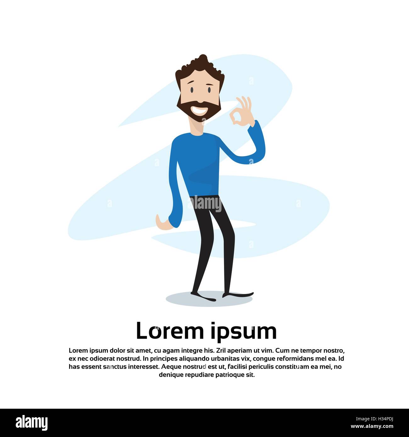 Cartoon Casual Man Ok Finger Gesture Stock Vector Image & Art - Alamy