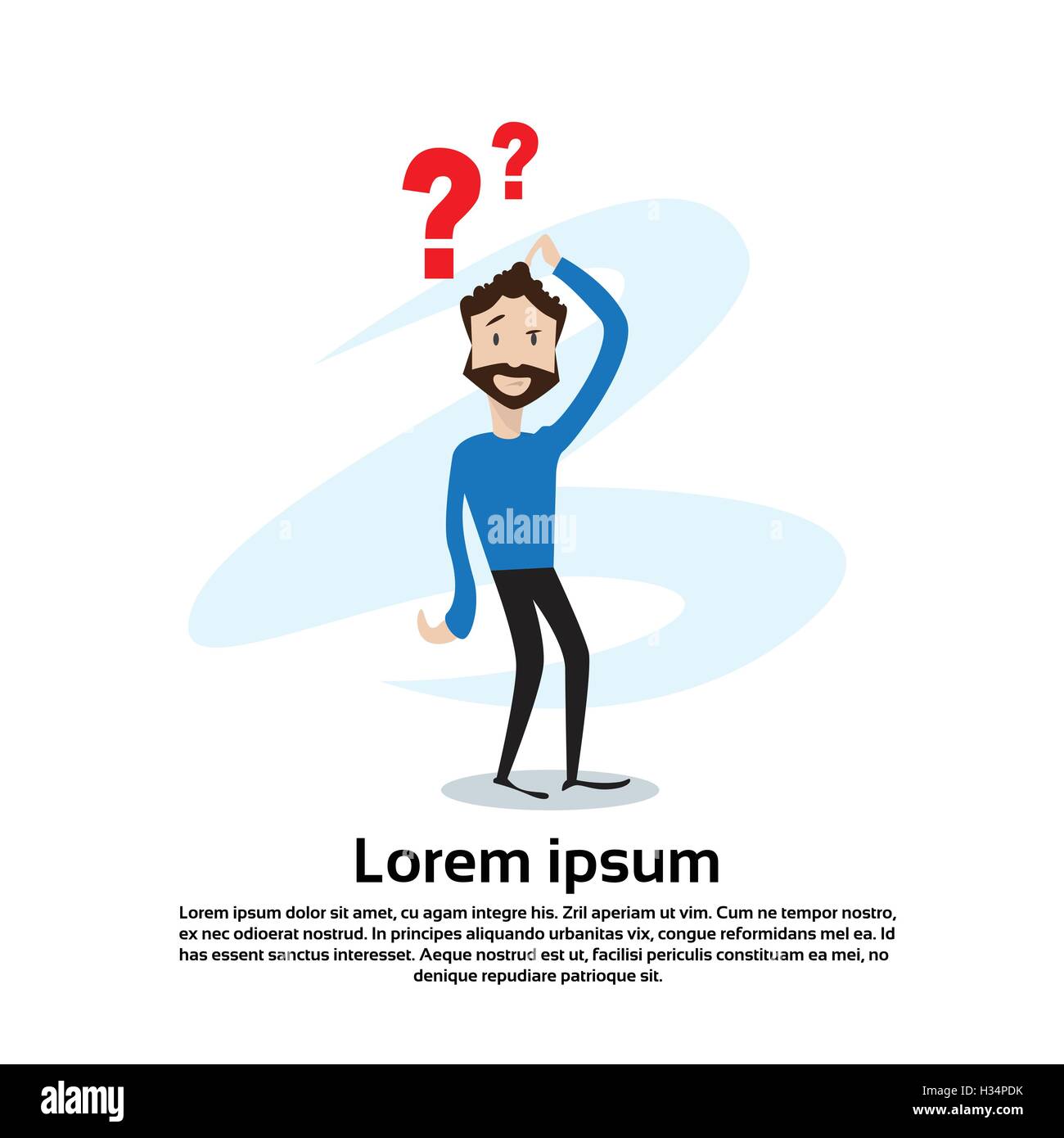 Business Man With Question Mark Pondering Problem Concept Stock Vector ...