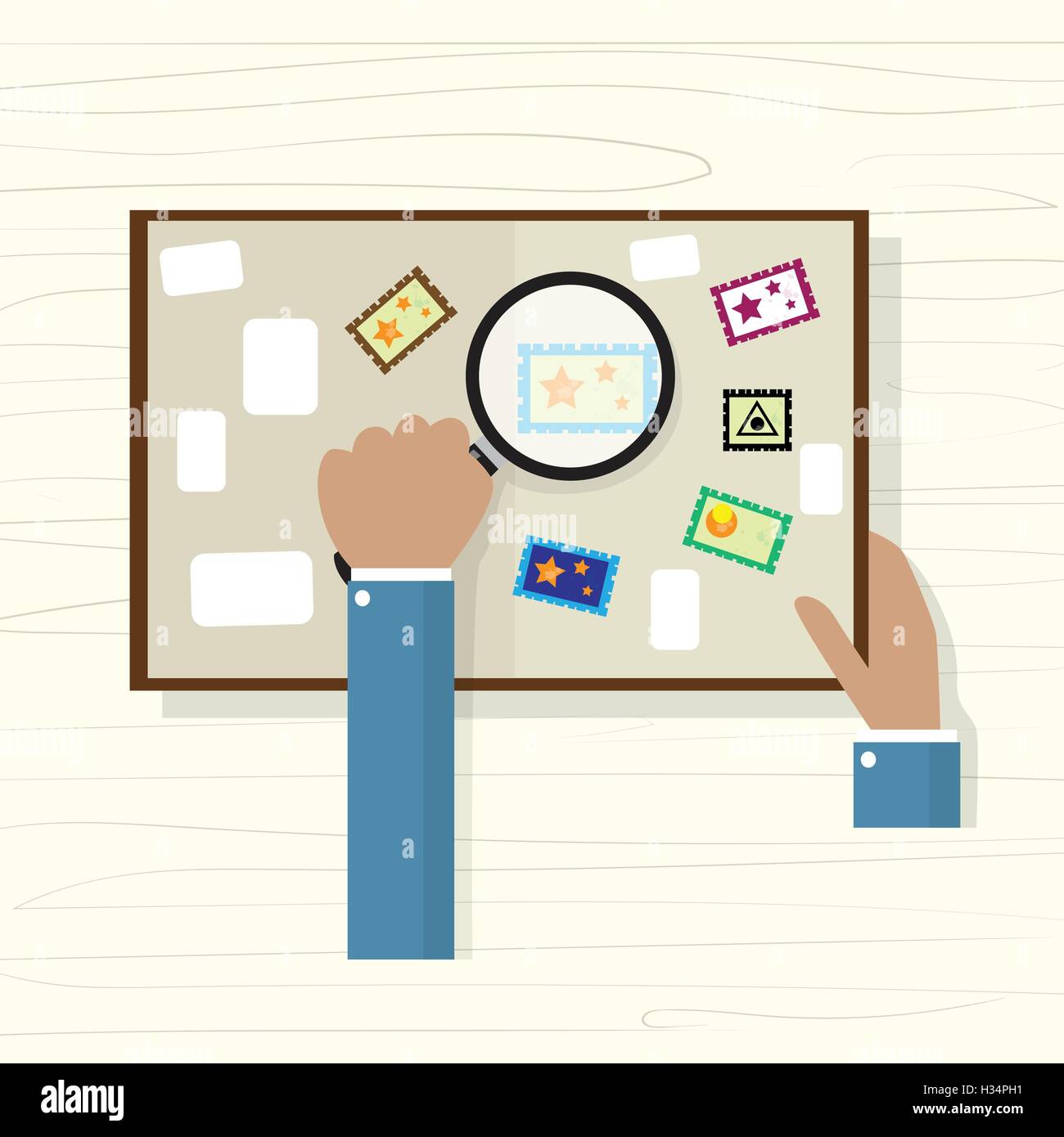 Stamp collection magnify glass hi-res stock photography and images - Alamy