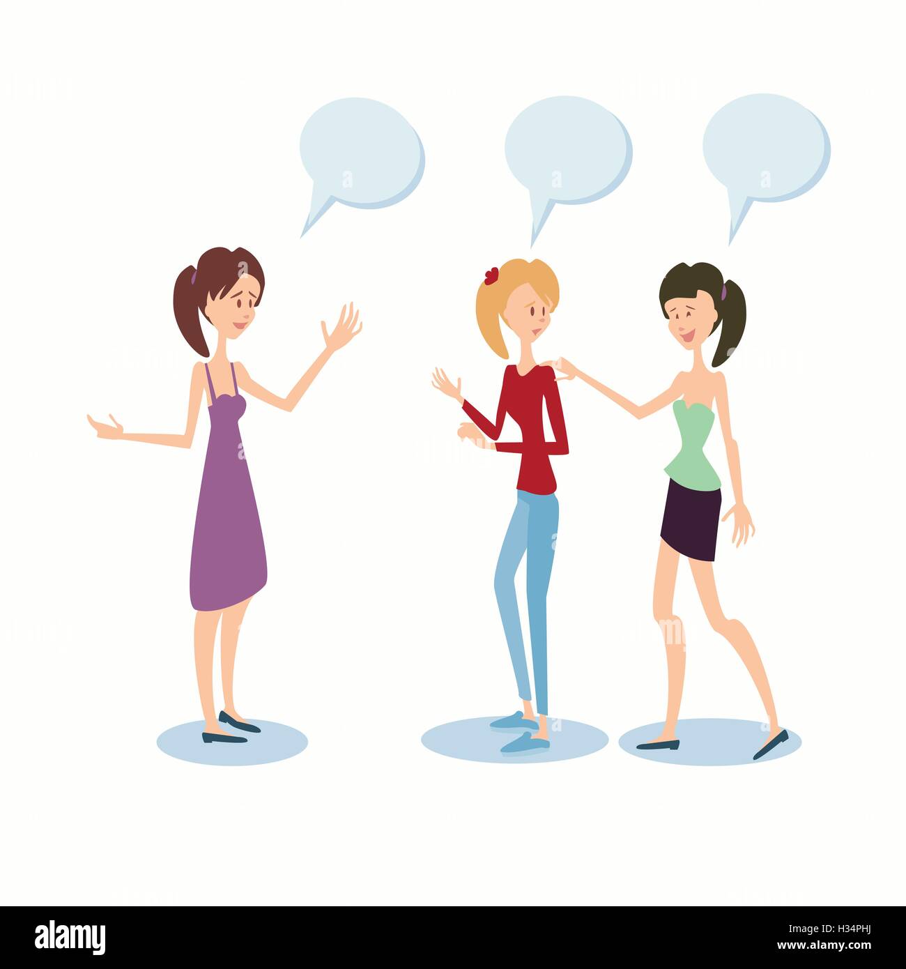 Young Girls Student Group Chatting University Friends Communication ...