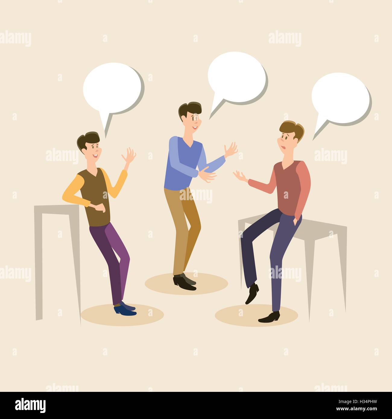Two Young Boys Students Speaking Friends Communication Stock Vector ...