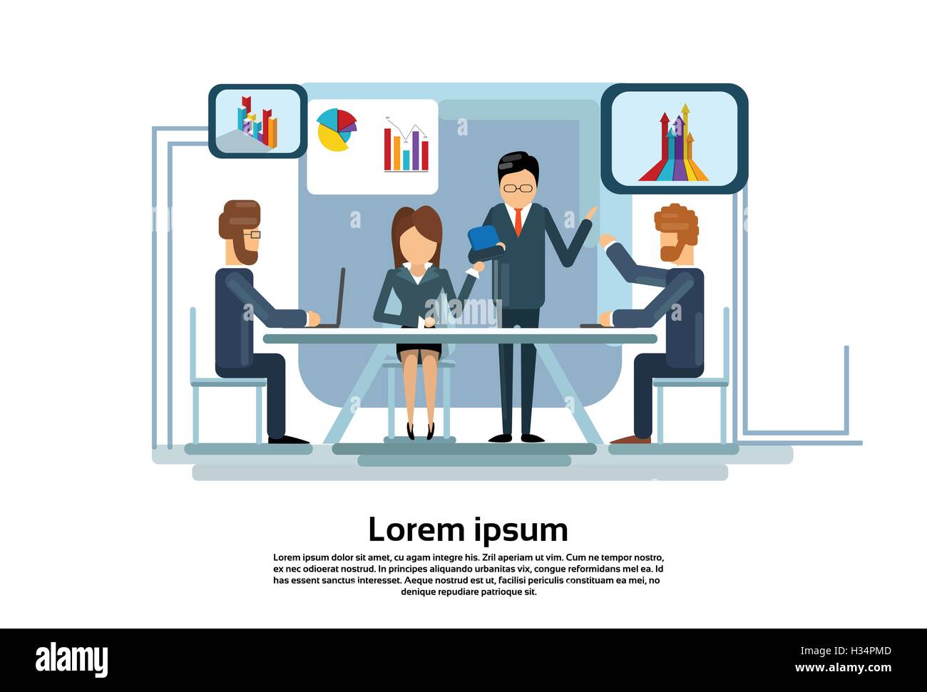 Business People Group Conference Meeting Finance Presentation Chart ...