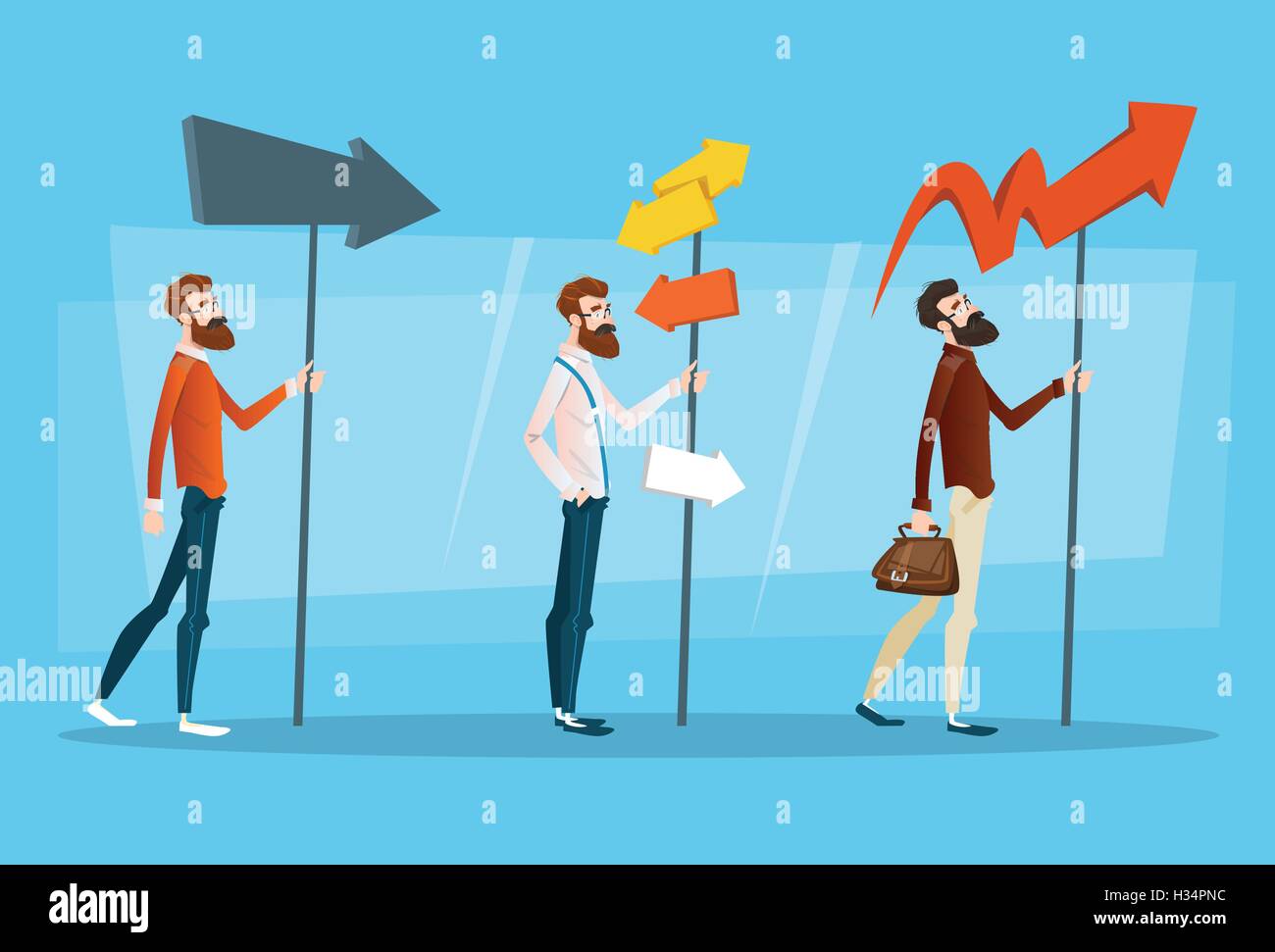 Business People Choose Path Way Sign Board Road Stock Vector Image ...