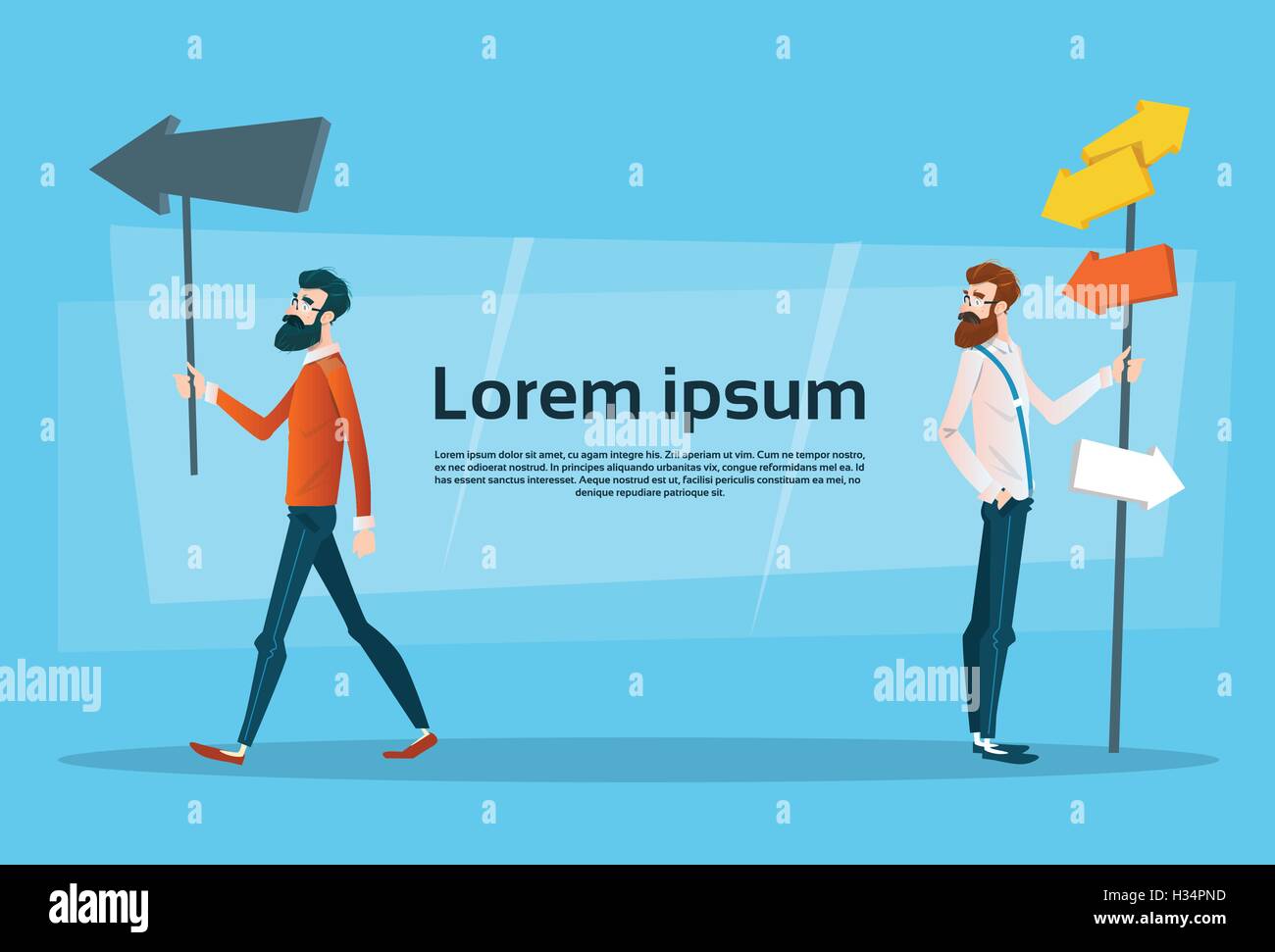 Business People Choose Path Way Sign Board Road Stock Vector Image ...