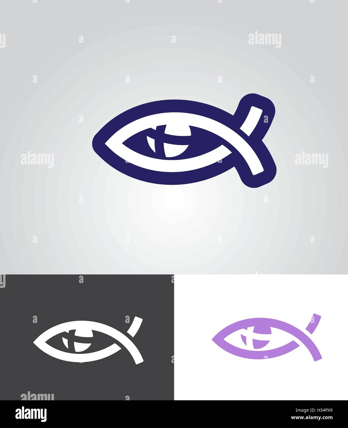 christian fish as eye symbol with cross in eyeball as christian emblem ...