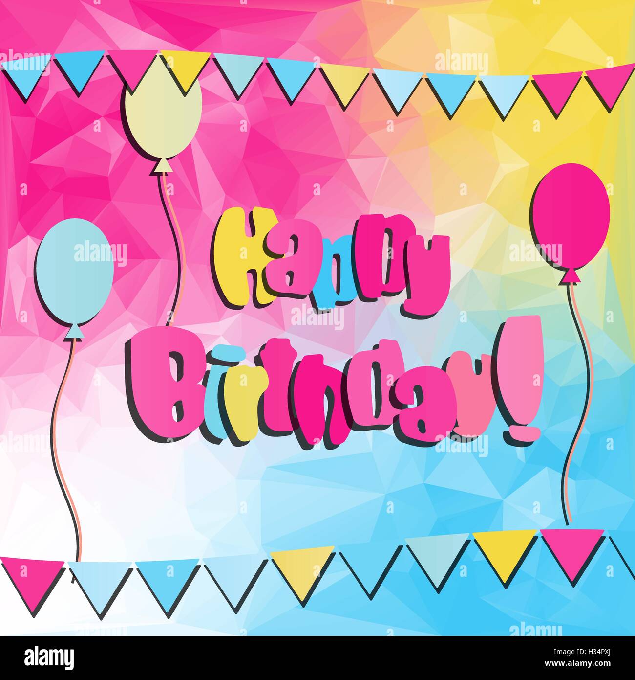 happy birthday quote bright color card template vector illustration ...