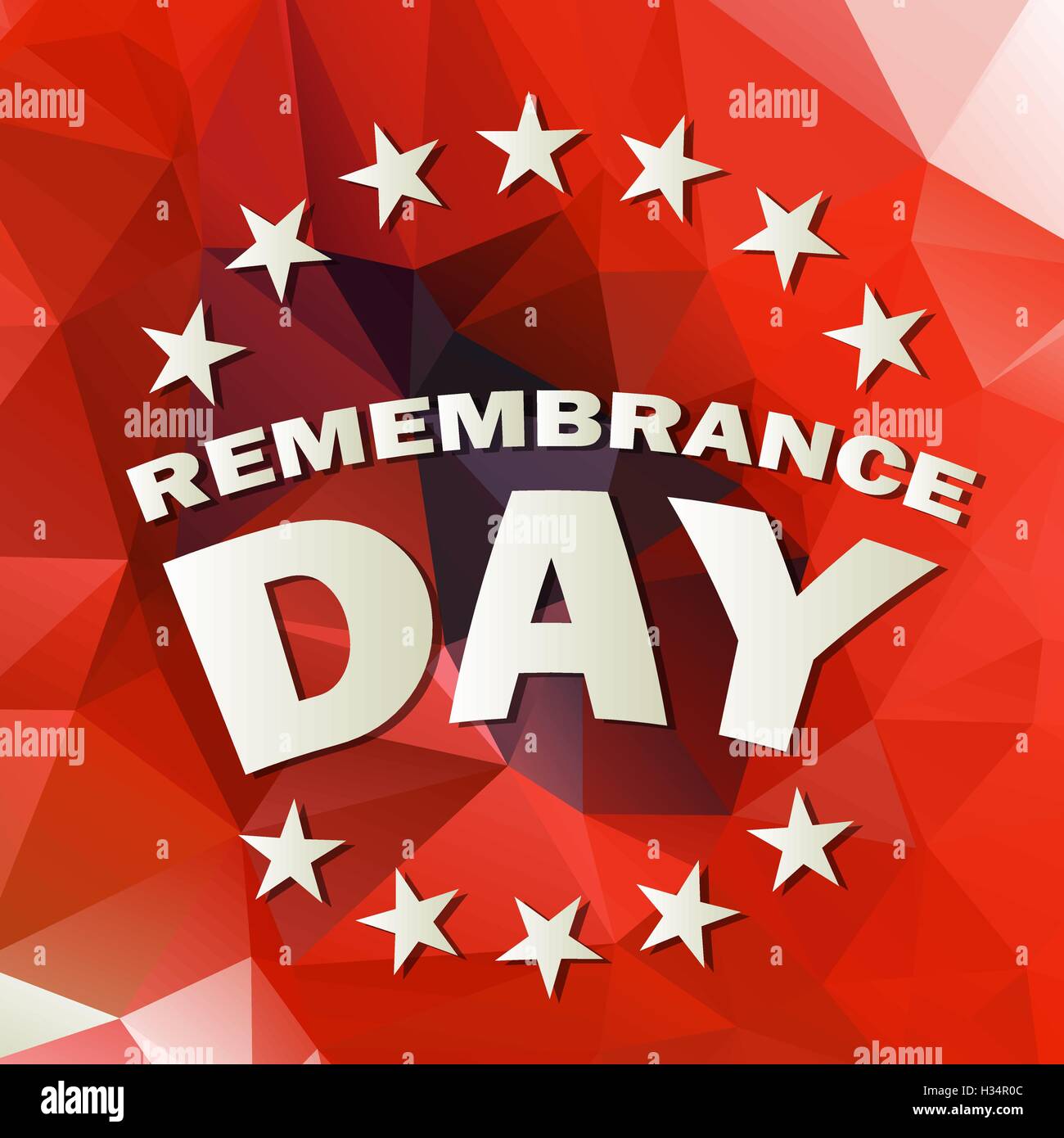 abstract low poly red background with remembrance day text vector ...