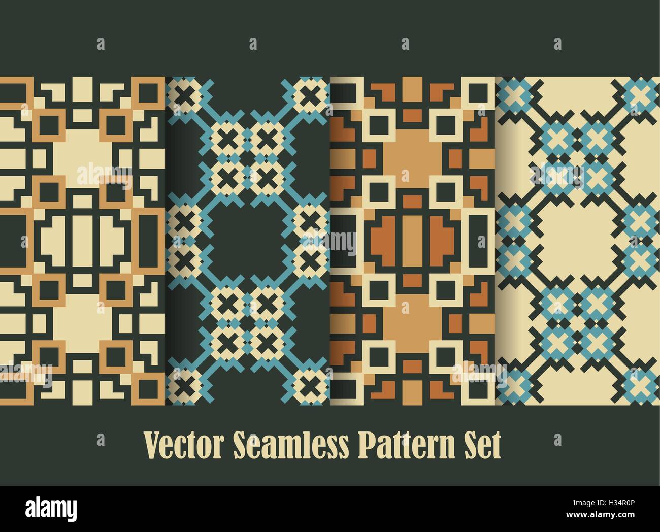 retro squares ornament backgrounds seamless patterns collection for ...
