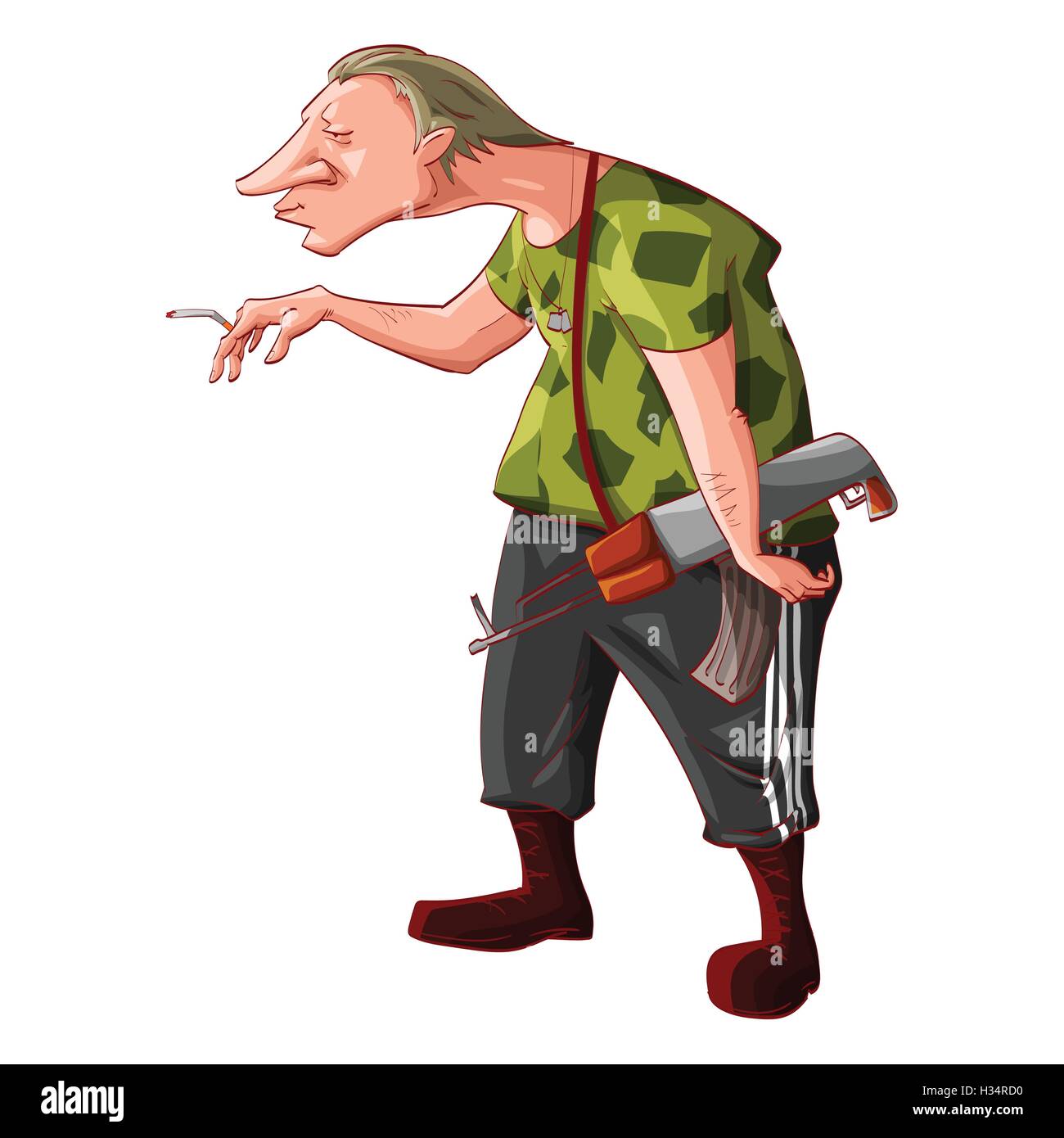 Colorful vector illustration of a cartoon rebel / separatist guerilla ...
