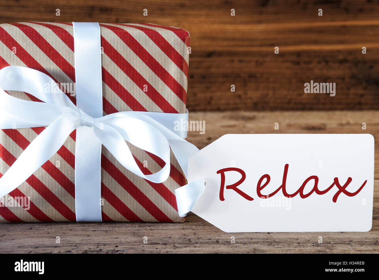 Present With Label, Text Relax Stock Photo - Alamy