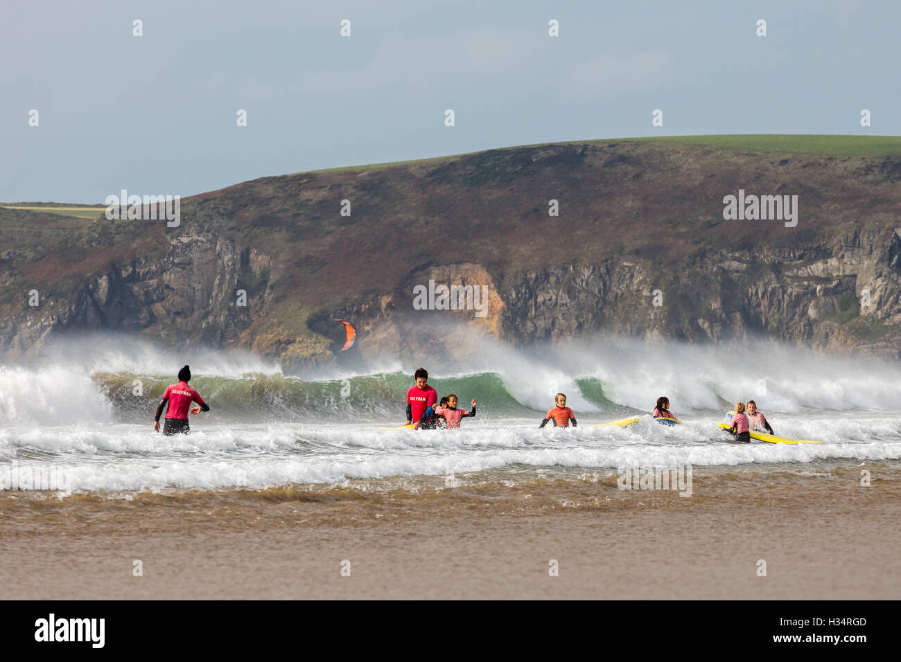 Winds gusting over 30mph from the south east pushing the waves back at ...