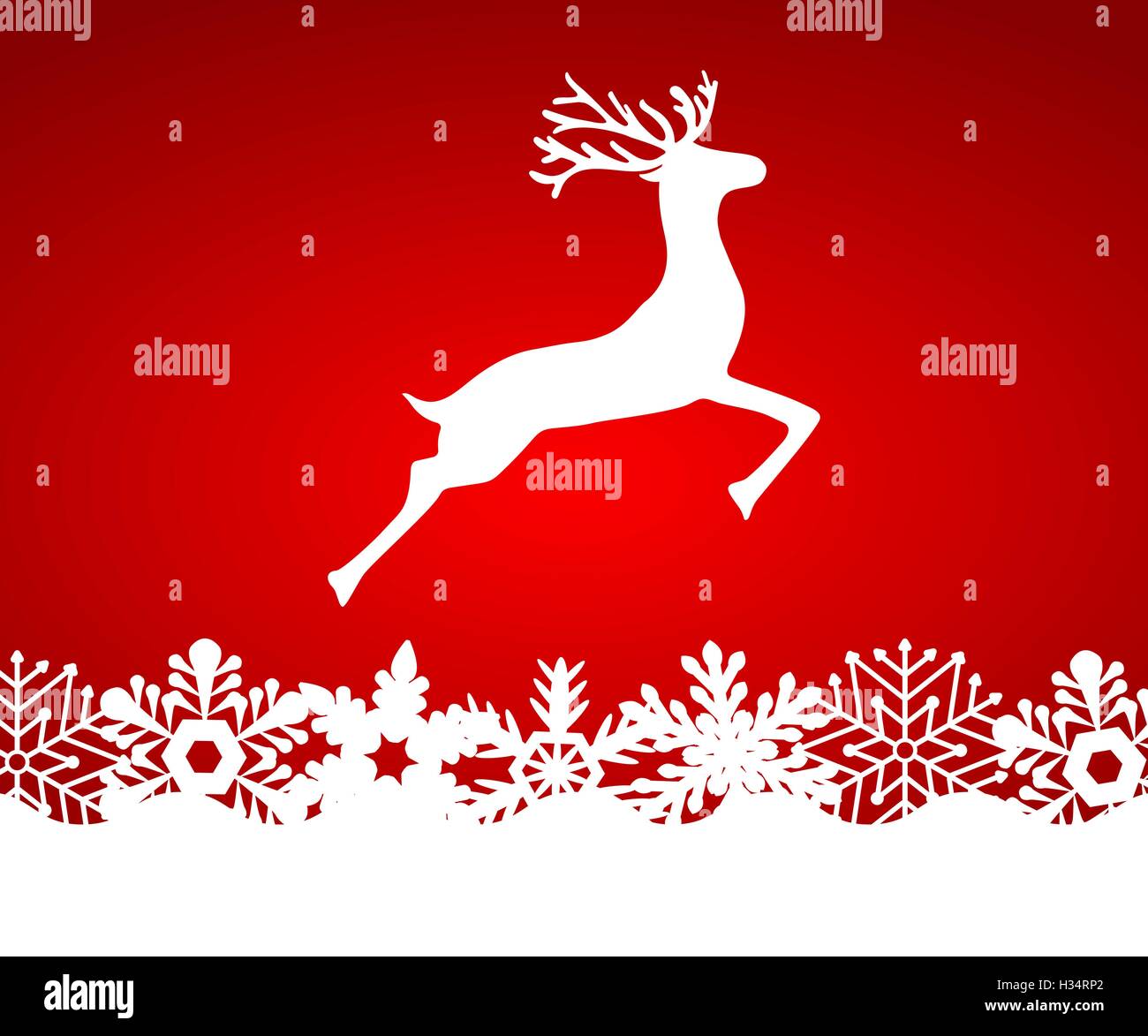 Reindeer on red background with snowflakes Stock Vector Image & Art - Alamy