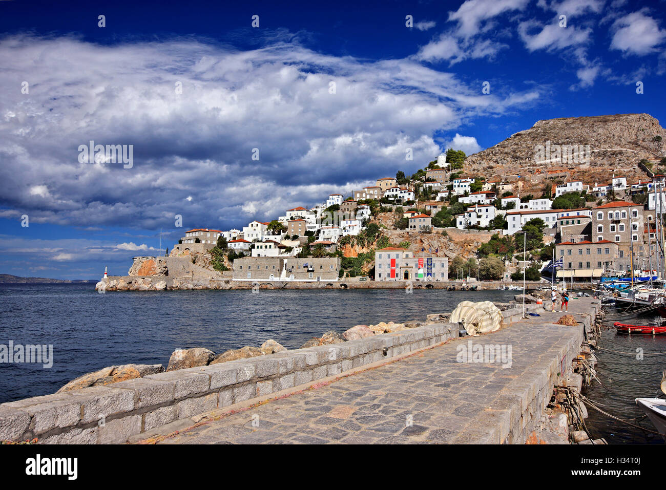 At the port of Hydra town, Hydra island, Attica, Greece Stock Photo - Alamy