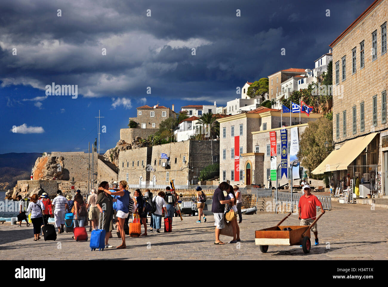 At the port of Hydra town, Hydra island, Attica, Greece Stock Photo - Alamy